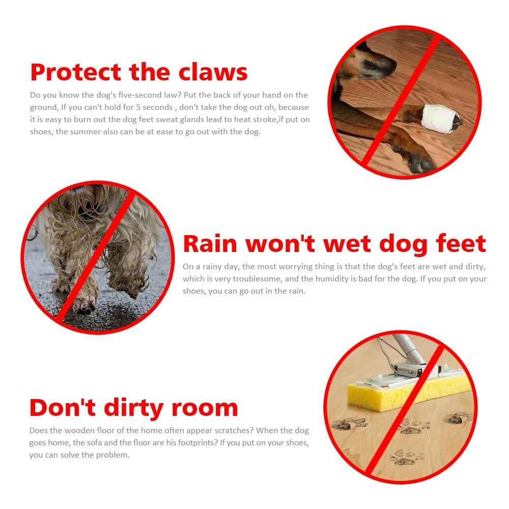 4 Pcs Waterproof Pet Boots, Anti-Slip Dog Shoes, Washable Mesh Boots, Reusable Paw Protectors for Small Medium Dogs (Rose Red)
