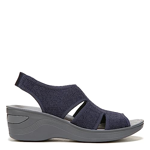 BZees Womens Daytona Slip-On Wedge Sandal Navy Blazer 10 W