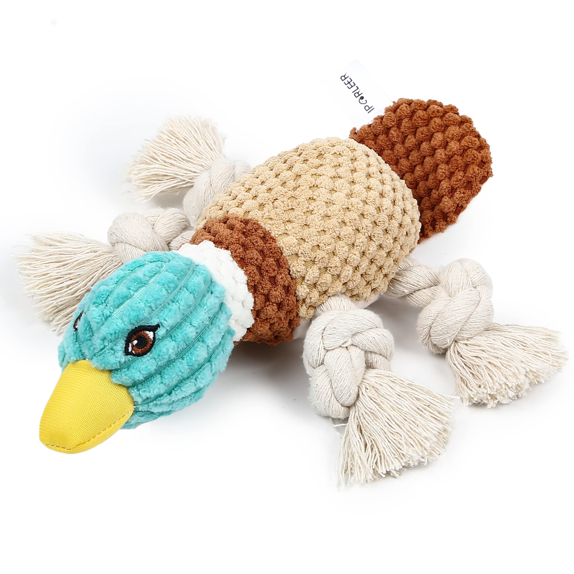 IPORLEER Squeaky Dog Toys, Stuffed Dog Toys for Large Dogs, Soft & Durable Plush Dog Chew Toys with Crinkle Paper for Puppies, Small, Medium and Large Dogs (Multicolor, Duck)
