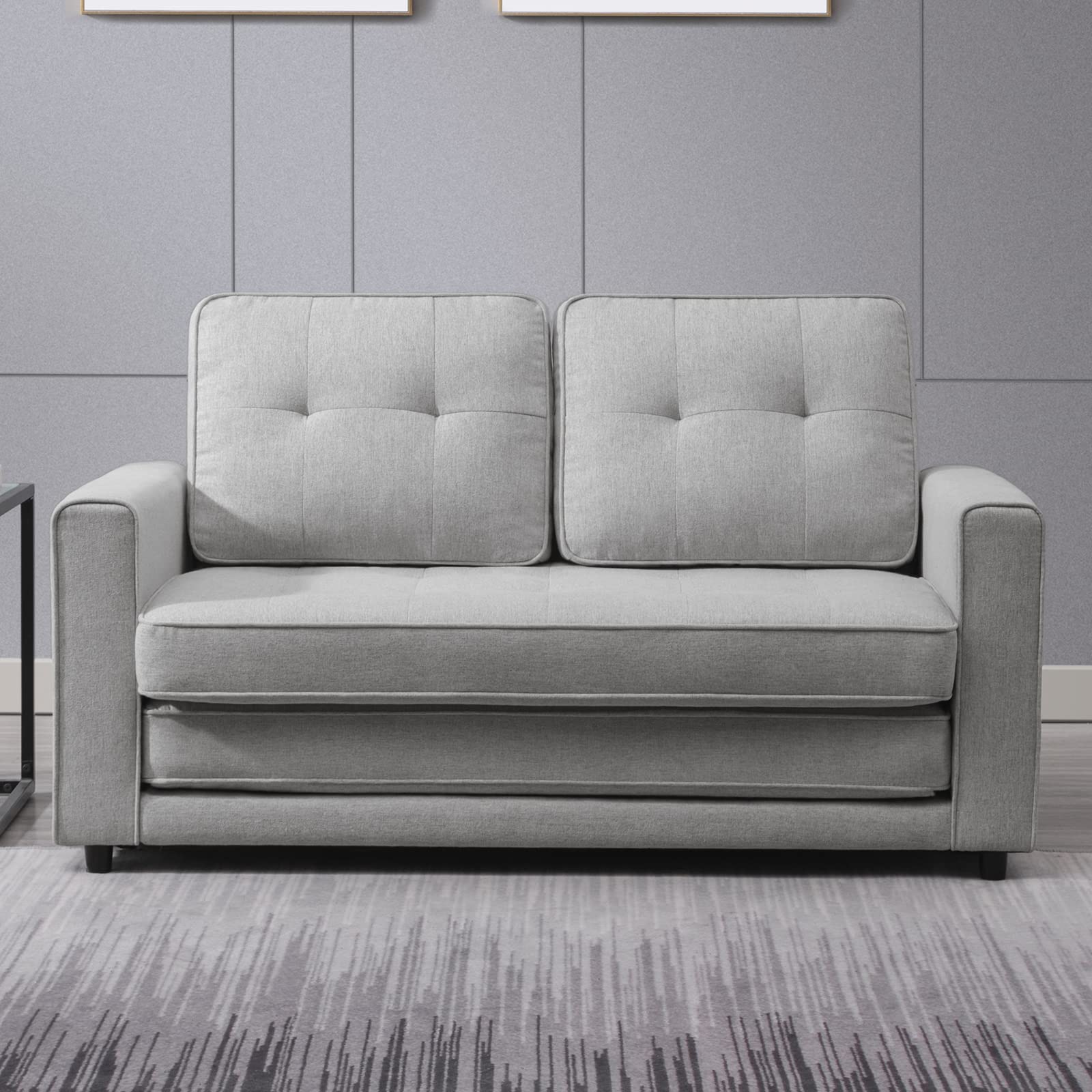 ZAFLY 3-in-1 Convertible Sofa Bed,Futon Bed,Pull Out Couch Bed,Loveseat Sleeper Couches,84'' Tri-Fold Multi-Function Modern Floor Bed,Sofas & Couches for Living Room,Light Gray, Light Grey (11080)