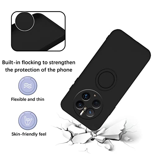 Jancyu Compatible with Huawei Mate 50 Pro Case Silicone Shockproof, Huawei Mate 50 Pro Ring Holder Phone Case, Compatible with Phone Mount for Car Slim Cover (Black)