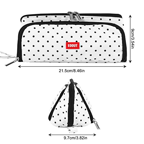 EOOUT Big Capacity Pencil Case Pencil Pouch Pen Bag Cute Aesthetic Organized Pen Case for School Stationery and Travel Cosmetics Storage (Black Dot)