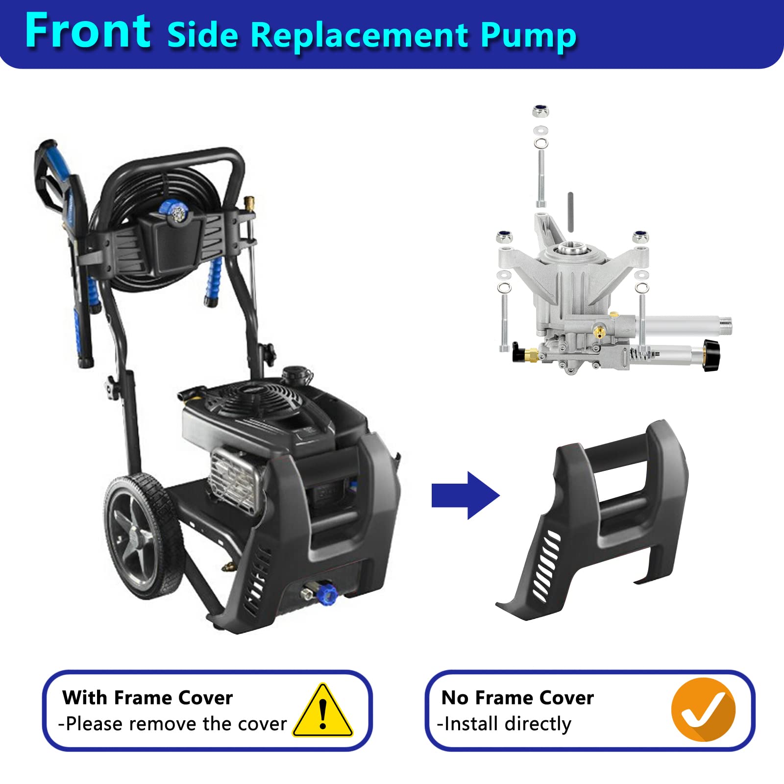 Pressure Washer Pump 7/8" Shaft Vertical, 3000 PSI, 2.4 GPM Power Washer Pump Replacement, Fits Troy Bilt Srmw22g26-EZ Craftsman,Front Facing Inlet Outlet…