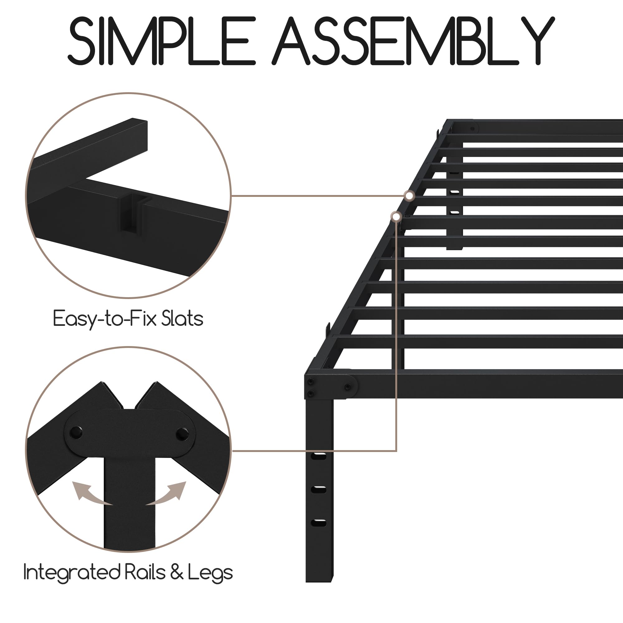 Yaheetech 16 Inch Full Bed Frames Heavy Duty Metal Platform Bed with Under Bed Storage, No Box Spring Needed, Easy Assembly, Sturdy Steel Slat Support, Black