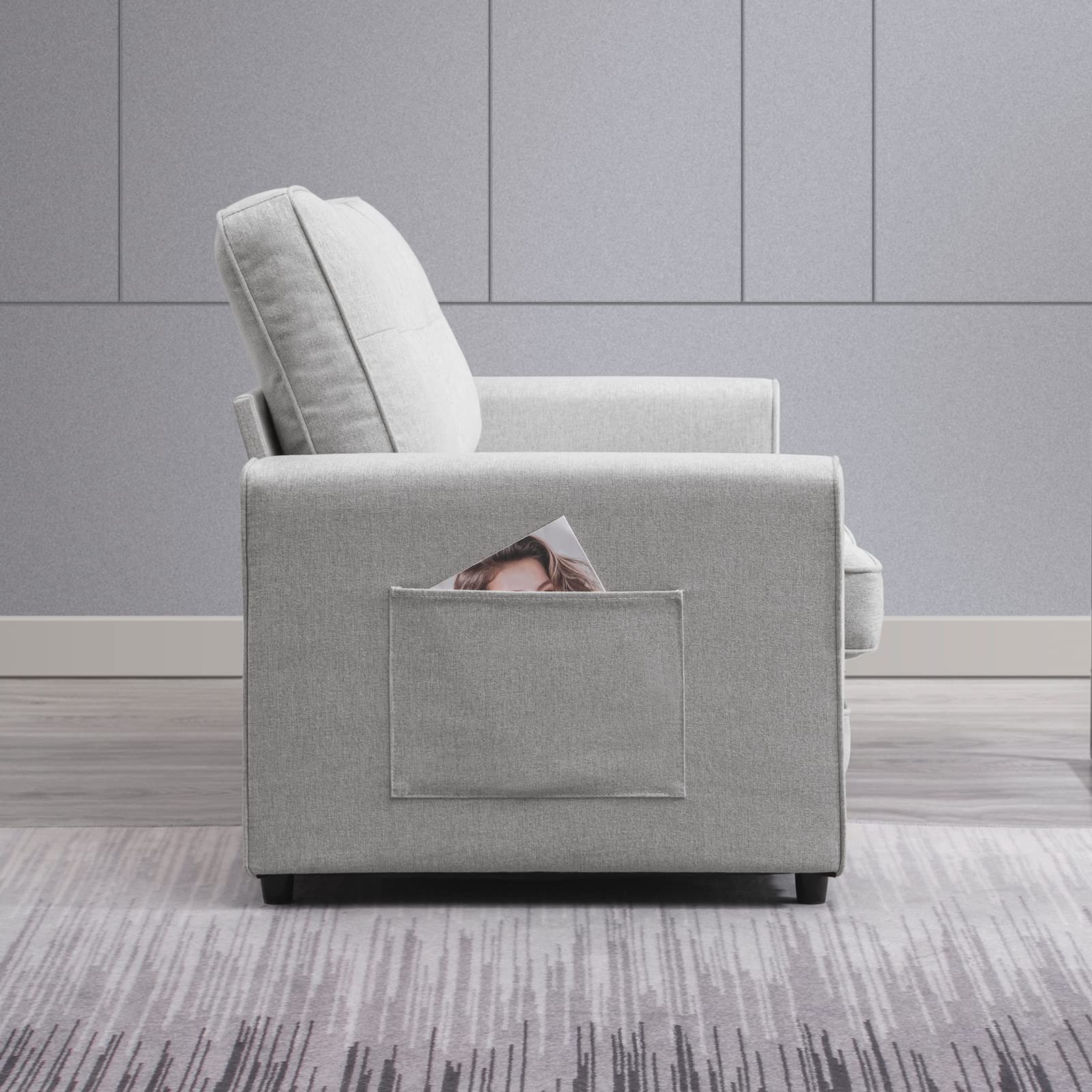 ZAFLY 3-in-1 Convertible Sofa Bed,Futon Bed,Pull Out Couch Bed,Loveseat Sleeper Couches,84'' Tri-Fold Multi-Function Modern Floor Bed,Sofas & Couches for Living Room,Light Gray, Light Grey (11080)