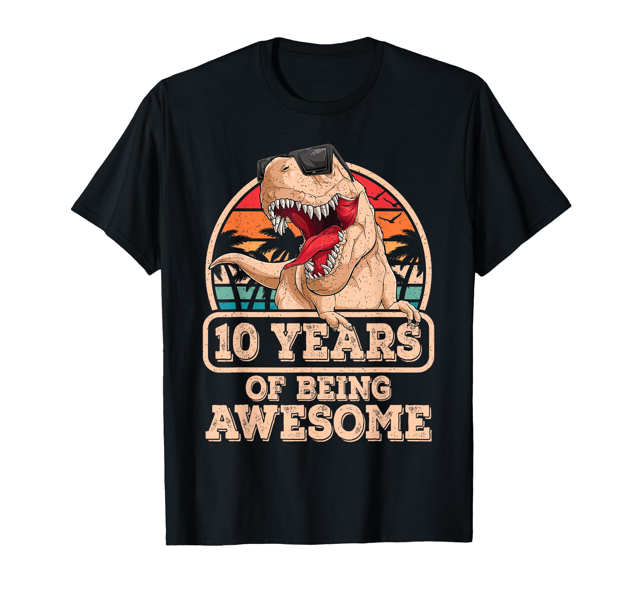 10 Years Of Being Awesome T Rex Dinosaur 10th Birthday Dino T-Shirt
