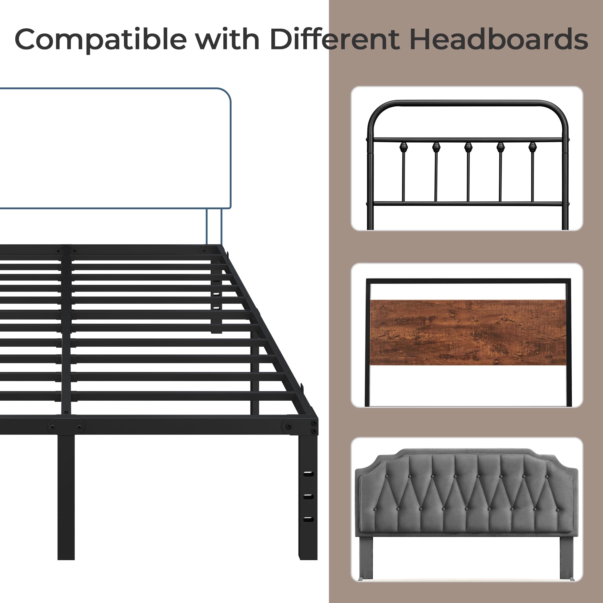 Yaheetech 16 Inch Full Bed Frames Heavy Duty Metal Platform Bed with Under Bed Storage, No Box Spring Needed, Easy Assembly, Sturdy Steel Slat Support, Black