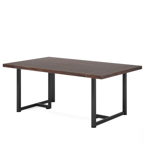 Tribesigns Dining Table Kitchen Table for 6,Farmhouse Kitchen Table for Dining Room, Industrial Rectangular Table with Steel Legs Metal Frame, Kitchen, Home Furniture (Brown)
