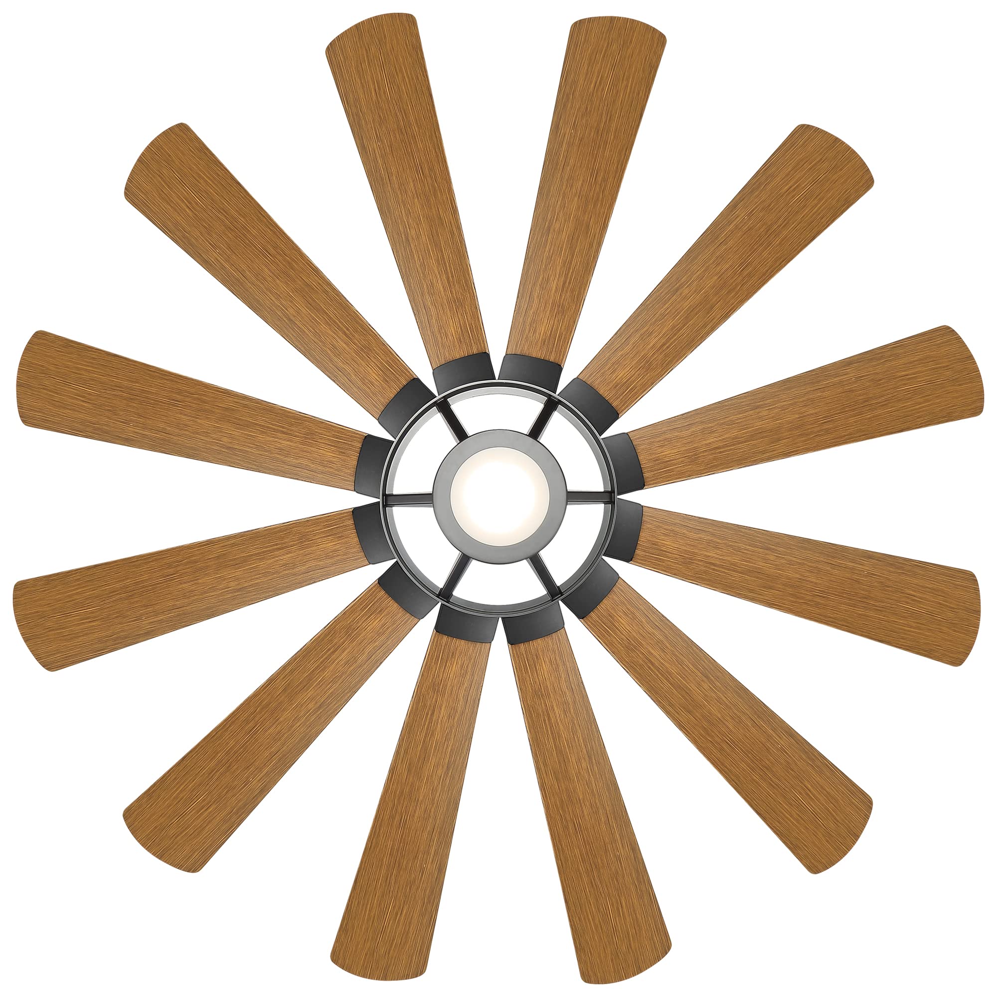 Windmill Indoor and Outdoor 12-Blade Smart Home Ceiling Fan 65in Matte Black Distressed Koa with 3000K LED Light Kit and Remote Control works with Alexa and iOS or Android App