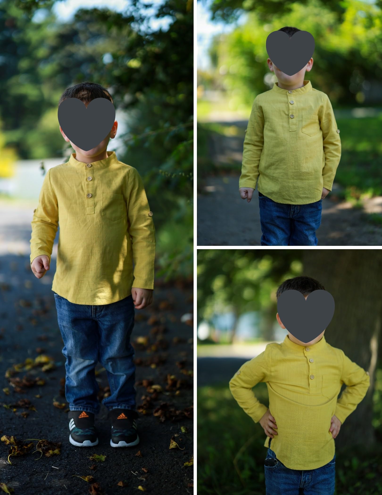 Arshiner Boys Cotton Linen Henley Shirt Button Down Shirt Long Sleeve T Shirt Beach Shirt Tee Casual Solid Tops Yellow