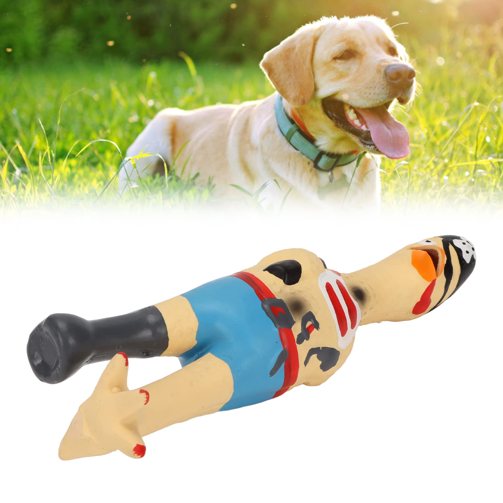 Zerodis Squeaky Chicken Dog Toys, Yellow Rubber Squaking Chicken Toy Novelty Rubber Chicken Teeth Grinding Interactive Squeaky Dog Toy for Dogs (Pirate Chicken)