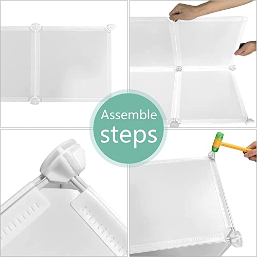 Wolizom Cube Storage Organizer, 12-Cube White Closet Storage Shelves, Modular Units, Closet Cabinet, Portable DIY Plastic Book Shelf Shelving for Bedroom, Office, Living Room