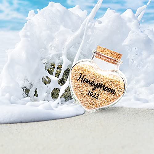 Honeymoon Sand Keepsake Jar 2023,Bridal Shower Gift, Wedding Gift, Engagement Gift, Honeymoon Gift, Travel Gift for Couples, Newlywed, Fiance(Gift Box Includes) - 40ml Glass - Heart Shape Card