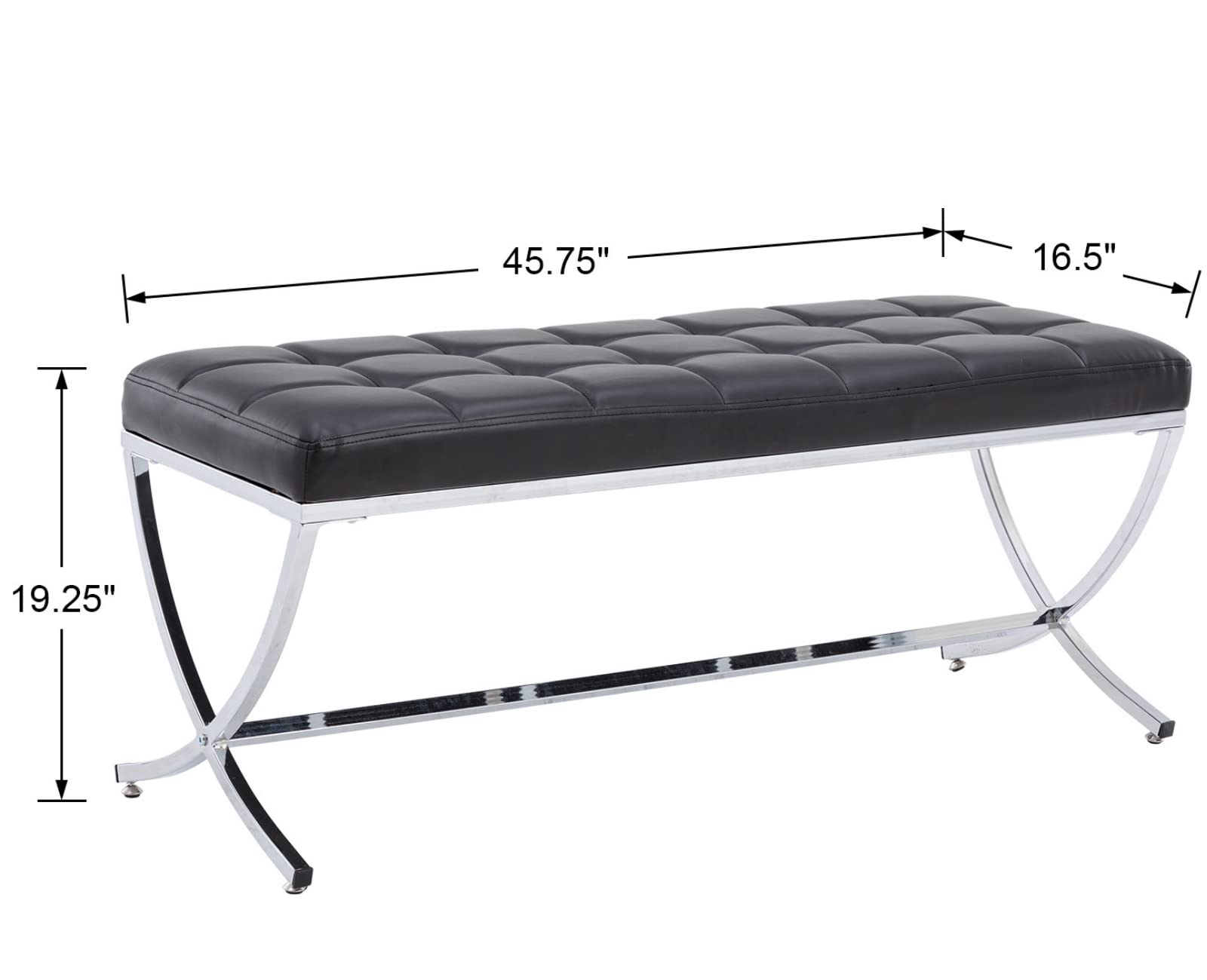 EALSON Modern Entryway Bench Leather Upholstered Dining Bench with Metal Base Button Tufted Ottoman Bench with Padded Seat Accent Foot Bench for Bedroom End of Bed/Living Room, Black