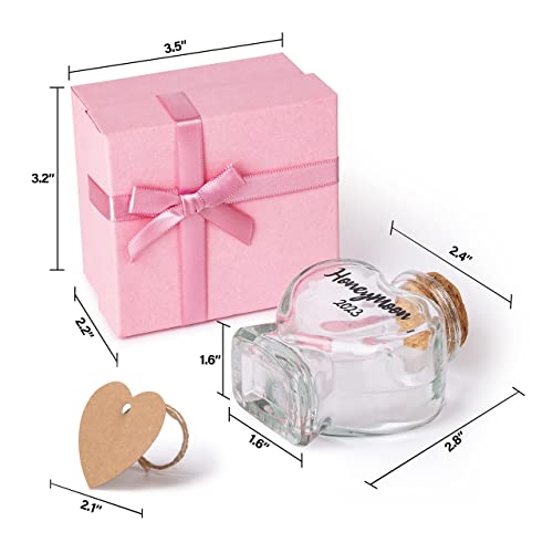 Honeymoon Sand Keepsake Jar 2023,Bridal Shower Gift, Wedding Gift, Engagement Gift, Honeymoon Gift, Travel Gift for Couples, Newlywed, Fiance(Gift Box Includes) - 40ml Glass - Heart Shape Card
