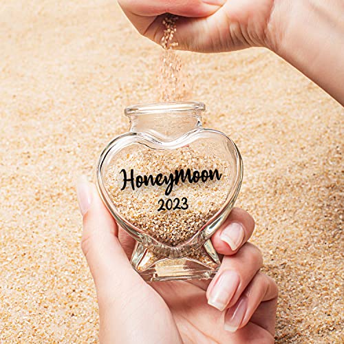 Honeymoon Sand Keepsake Jar 2023,Bridal Shower Gift, Wedding Gift, Engagement Gift, Honeymoon Gift, Travel Gift for Couples, Newlywed, Fiance(Gift Box Includes) - 40ml Glass - Heart Shape Card