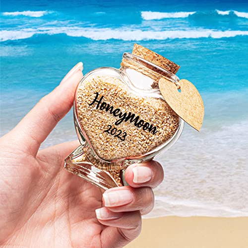 Honeymoon Sand Keepsake Jar 2023,Bridal Shower Gift, Wedding Gift, Engagement Gift, Honeymoon Gift, Travel Gift for Couples, Newlywed, Fiance(Gift Box Includes) - 40ml Glass - Heart Shape Card