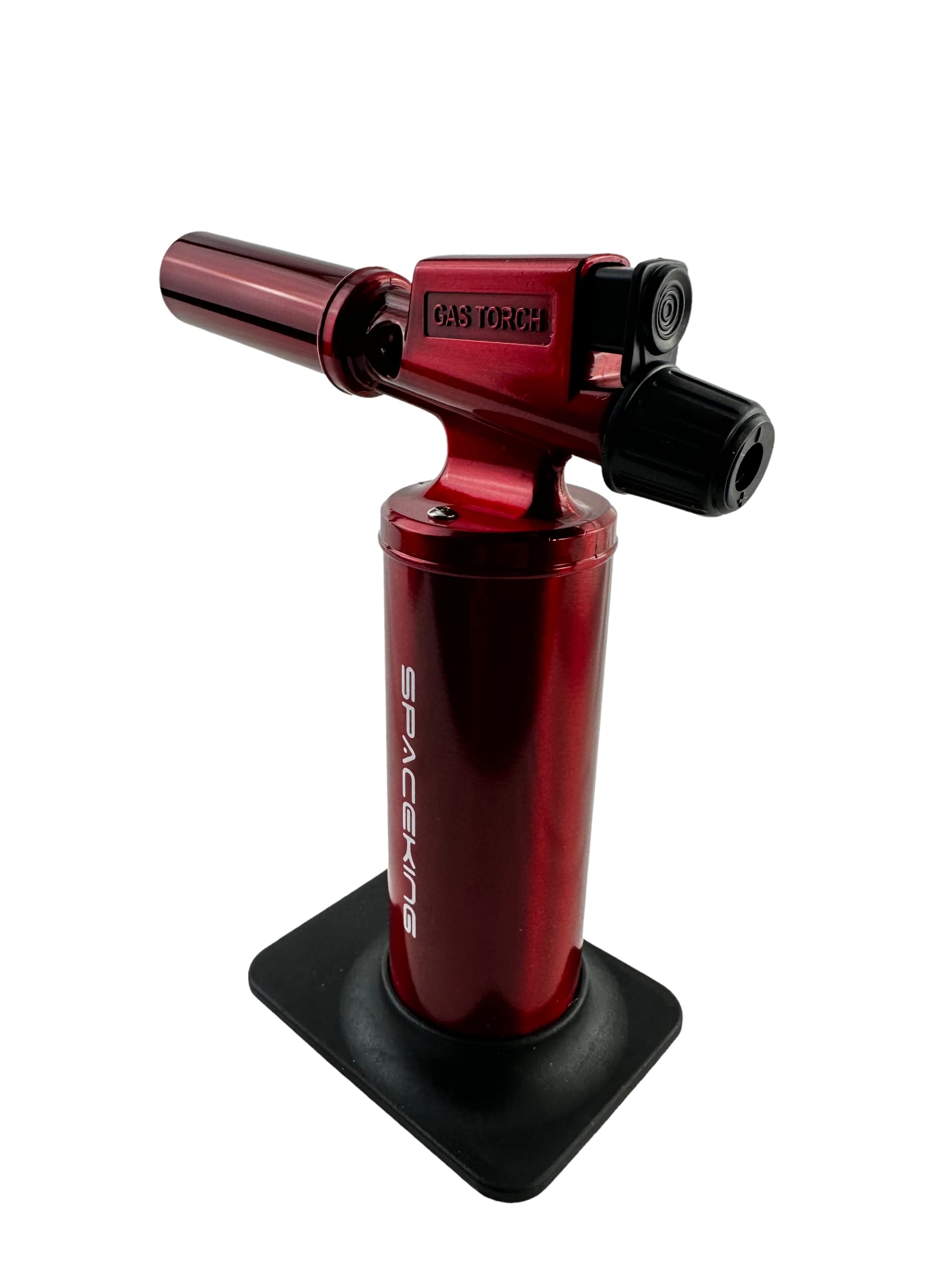 Space King Extended Tube Metal Shell Torch Lighter - Rustic Finish - Adjustable Flame - Use for Camping, Kitchen, Backyard, Travel, Beach, BBQ, Mountain, Outdoors, Travel, Garage, Welding, etc. (Red)