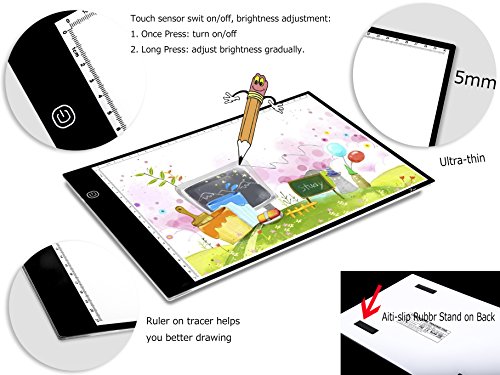 A4 Tracing Light Box Portable LED Light Table Tracer Board Dimmable Brightness Artcraft Light Pad for Artists Drawing 5D DIY Diamond Painting Sketchin