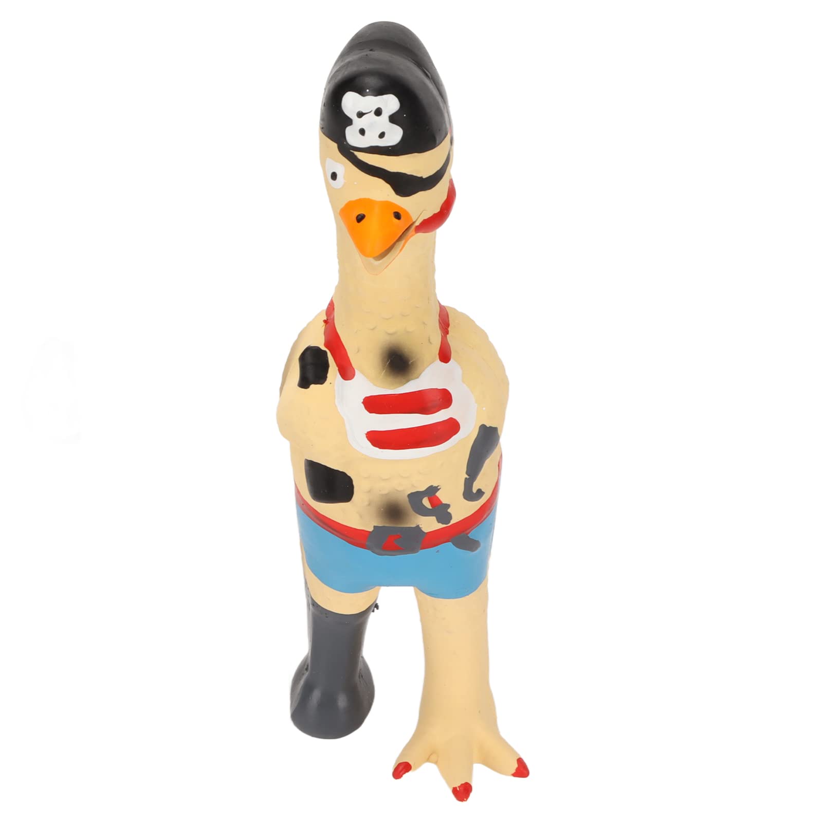 Zerodis Squeaky Chicken Dog Toys, Yellow Rubber Squaking Chicken Toy Novelty Rubber Chicken Teeth Grinding Interactive Squeaky Dog Toy for Dogs (Pirate Chicken)