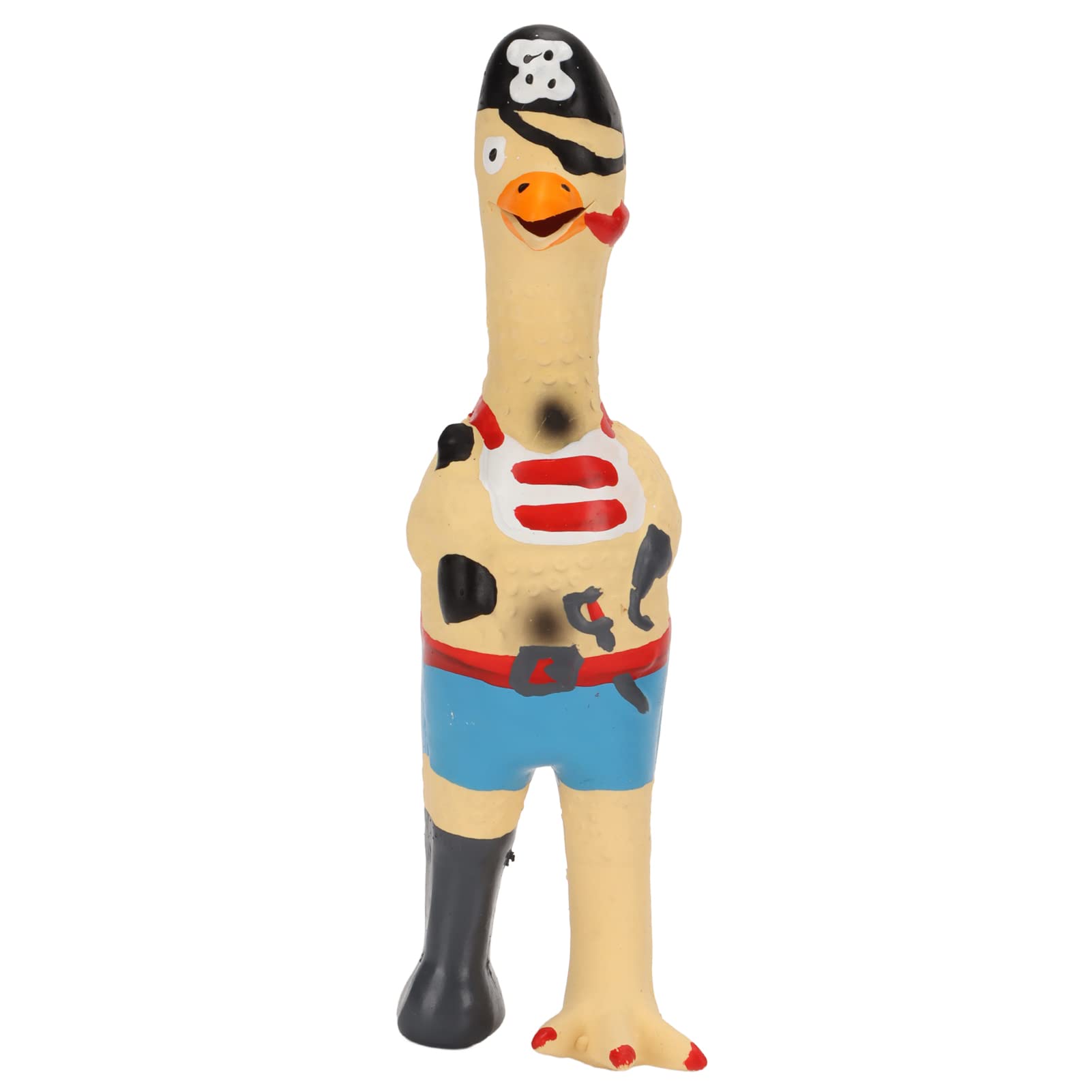 Zerodis Squeaky Chicken Dog Toys, Yellow Rubber Squaking Chicken Toy Novelty Rubber Chicken Teeth Grinding Interactive Squeaky Dog Toy for Dogs (Pirate Chicken)