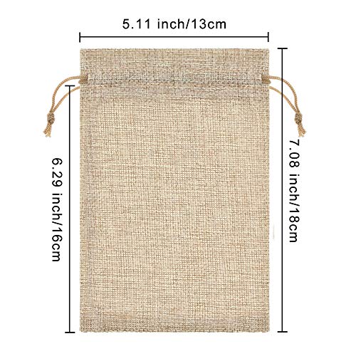 SumDirect 20Pcs 5x7inch Brown Linen Burlap Bag, Mini lightweight Gift Bags Breathable Pouches with Drawstring Packing Storage Jute Sacks for Wedding, Party, Birthday, DIY Craft…