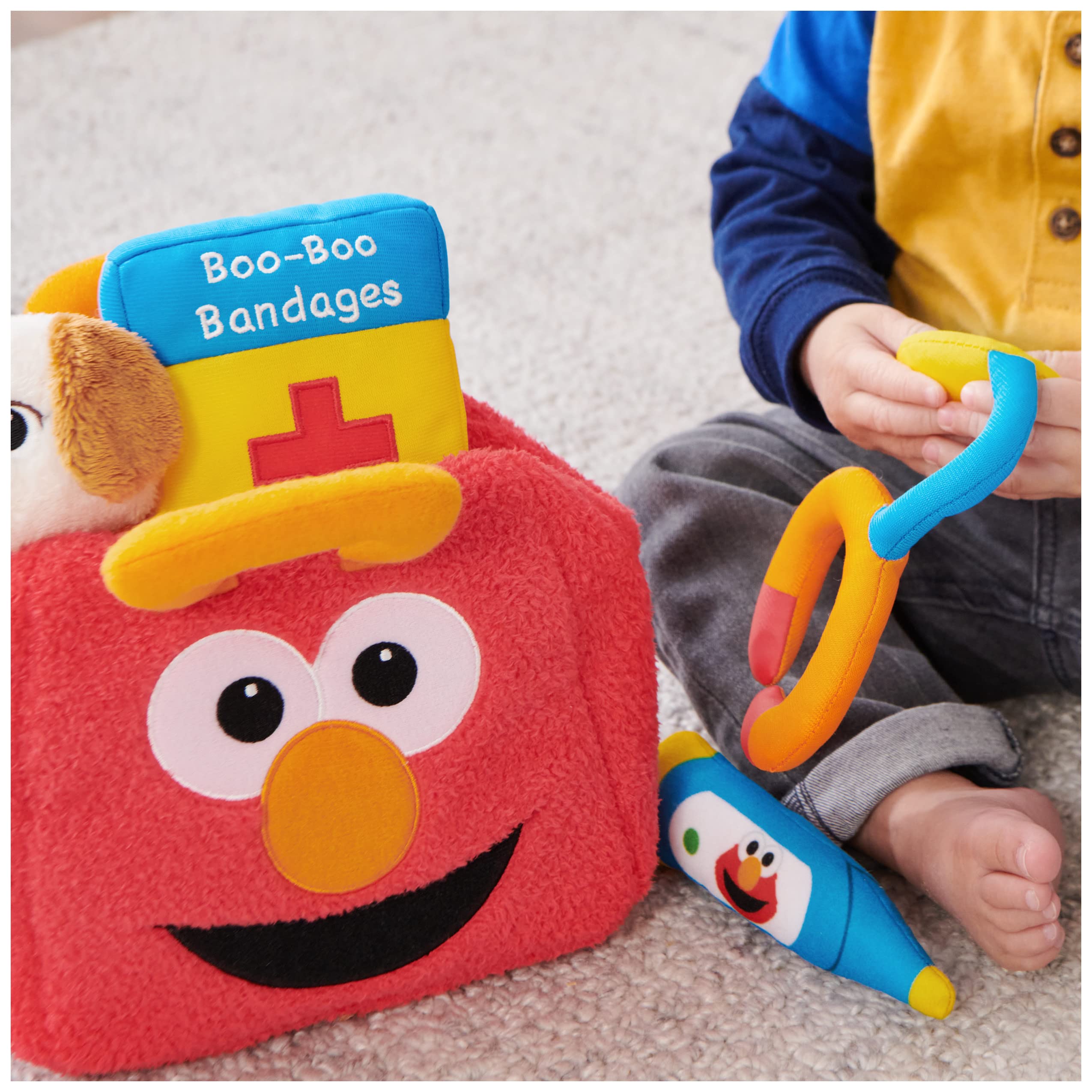 GUND Sesame Street Official Furry Friends Forever Elmo & Tango Checkup Playset, Premium Plush Sensory Playset for Ages 1 & Up, Red, 8”