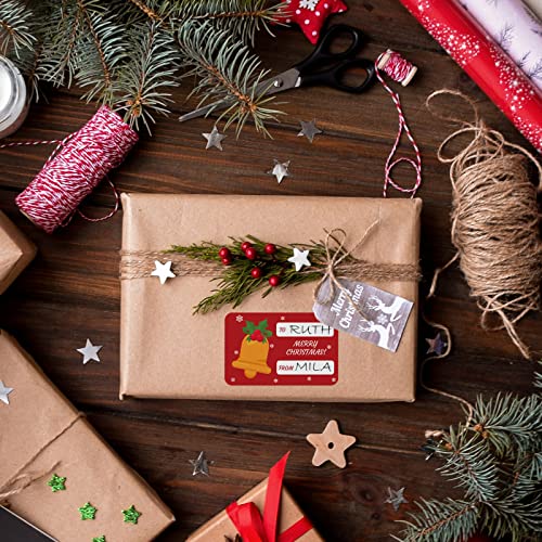 L LIKED 120 PCS Christmas Gift Label Tag Stickers - to and from, Peel and Stick Self Adhesive Present Labels for Holiday Gift Box, Wrapping Paper, Gift Bag, (Christmas 5 Designs - 120 Count)