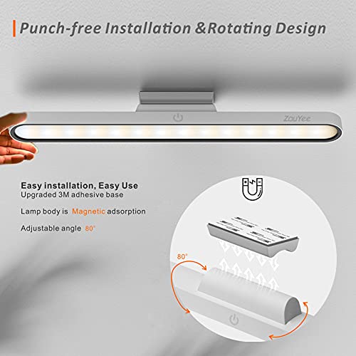 LED Desk Light, ZouYee Portable Desk Lamp for College Dorm Room ,Cordless Magnetic Battery Powered Small Table Lamp with Touch Control for Under Cabinet Lights Reading Working Office Bedroom Lighting