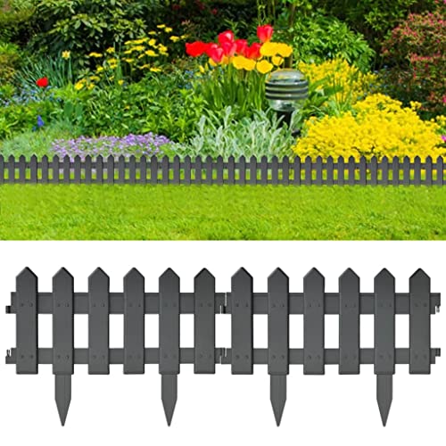 INLIFE 25pcs Garden Picket Fence with Stone Look,Grass Lawn Flowerbeds Plant Borders Decorative Polypropylene Landscape Path Panels for Yard,Lawn,Landscaping Lawn Edgings Garden Fence Anthracite
