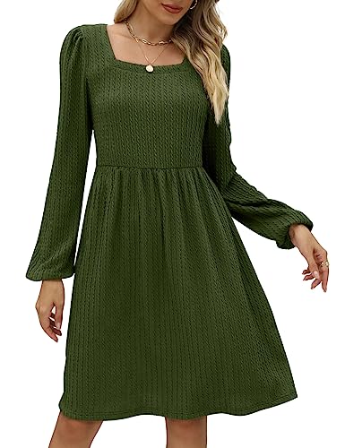 Winter Dresses for Women 2024 Trendy Ladies Long Sleeve Casual Dress Green L