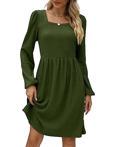 Winter Dresses for Women 2024 Trendy Ladies Long Sleeve Casual Dress Green L