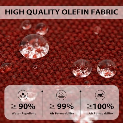 Sundale Outdoor Waterproof Olefin Bench Cushion, 59 x 18 x 4 Inch Outdoor/Indoor Durable Thicken Pad with Adjustable Straps, Patio Garden Sofa Settee Couch Loveseat Cushion (Red)