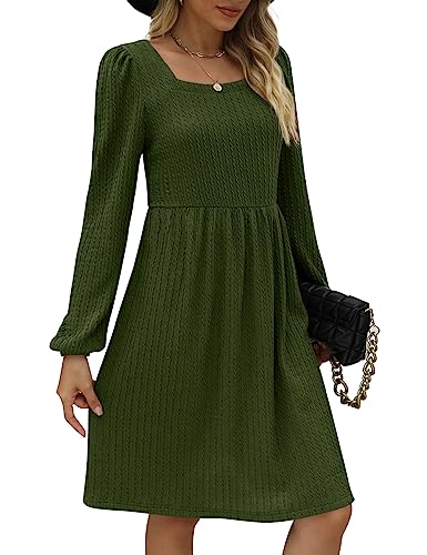 Winter Dresses for Women 2024 Trendy Ladies Long Sleeve Casual Dress Green L