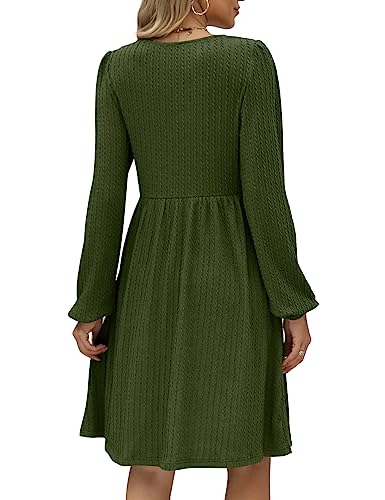 Winter Dresses for Women 2024 Trendy Ladies Long Sleeve Casual Dress Green L