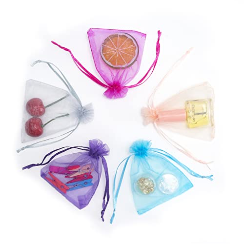 FOCCIUP 100 Pcs 3x4 Inches Mixed Color Organza Bags Gift Bags with Drawstring for Christmas Candy Wedding Birthday Party Favor
