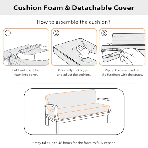 Sundale Outdoor Waterproof Olefin Bench Cushion, 59 x 18 x 4 Inch Outdoor/Indoor Durable Thicken Pad with Adjustable Straps, Patio Garden Sofa Settee Couch Loveseat Cushion (Red)