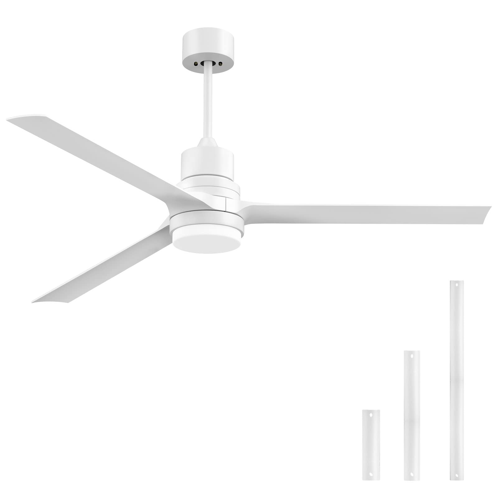 Biukis Ceiling Fans with Lights and Remote, Indoor and Outdoor , 60-inch White with Reversible DC Motor for Patio Bedroom Living Room