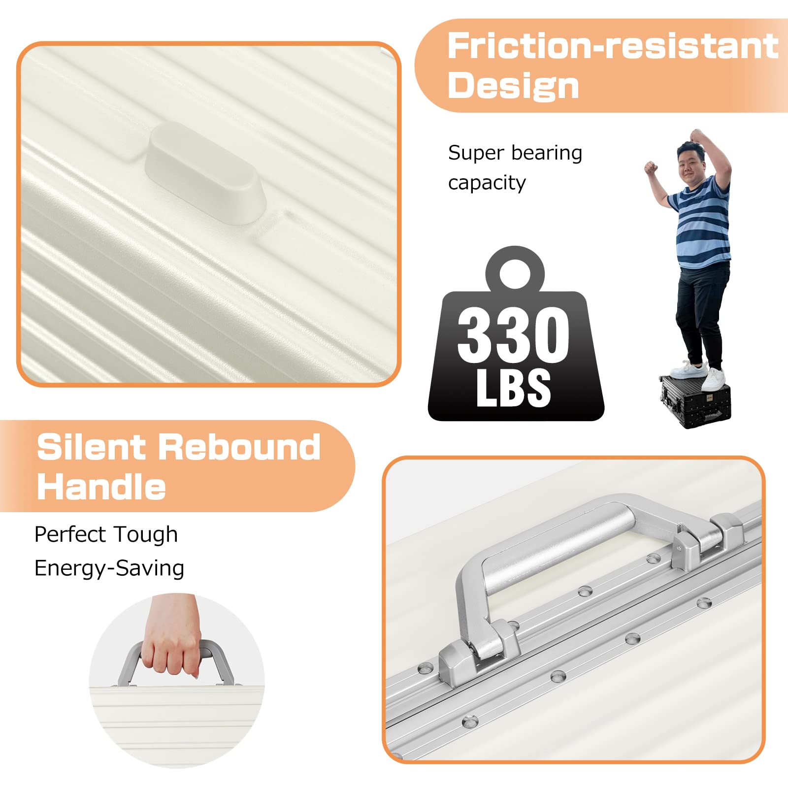AnyZip Luggage Aluminium Frame Suitcase PC ABS Hard Shell TSA Lock No Zipper 24In White