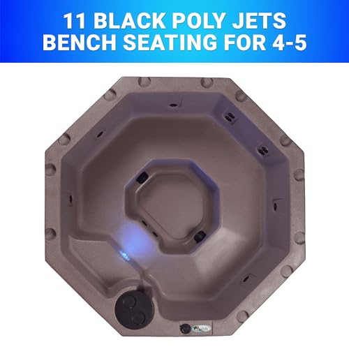 Essential Hot Tubs - Integrity Spa 11-Jet 2023 4-5 Person Bench Seating with Massage Features, 71 x 71 x 30 Inches, 120V, Millstone