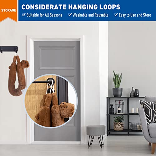 MAGZO Under Door Draft Stopper 36 Inch, Weighted Animal Noise Blocker for Door, Bear Draft Guard with Hook Loops