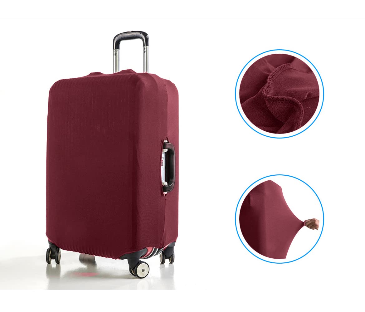Travel Luggage Cover Red Printed with Pocket Suitcase Cover Fits 26-28 Inch