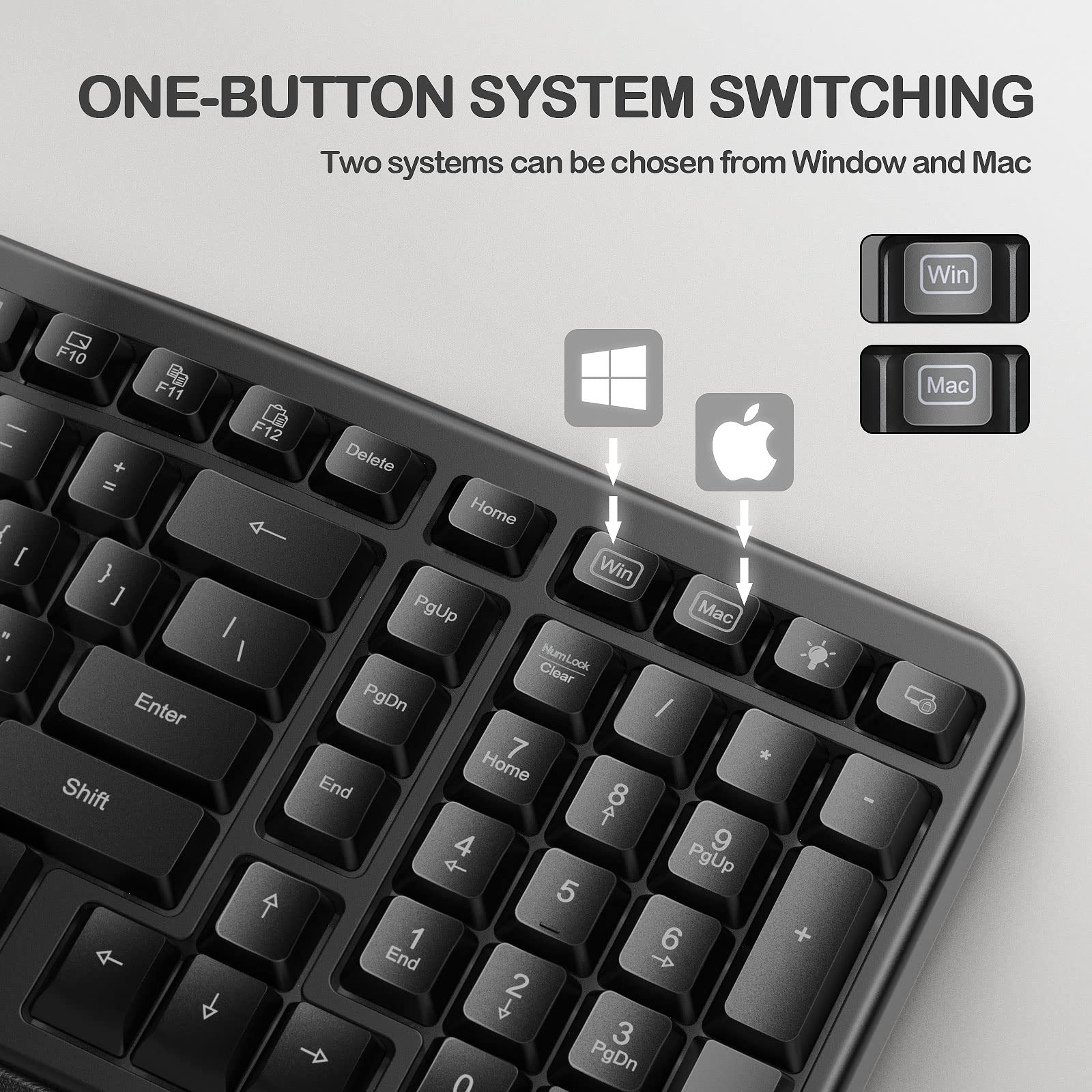 TANNSEN Backlit Wireless Ergonomic Keyboard USB Split Keyboard with Wrist Rest and Comfortable Typing, 104 Keys, 10 Shortcuts for Windows, Mac and Laptop PC Computer