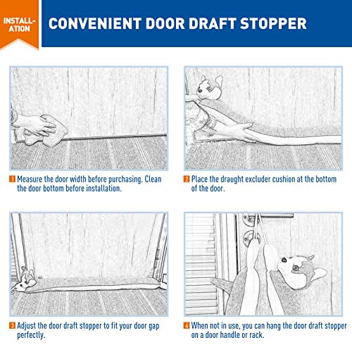 MAGZO Under Door Draft Stopper 36 Inch, Weighted Animal Noise Blocker for Door, Bear Draft Guard with Hook Loops