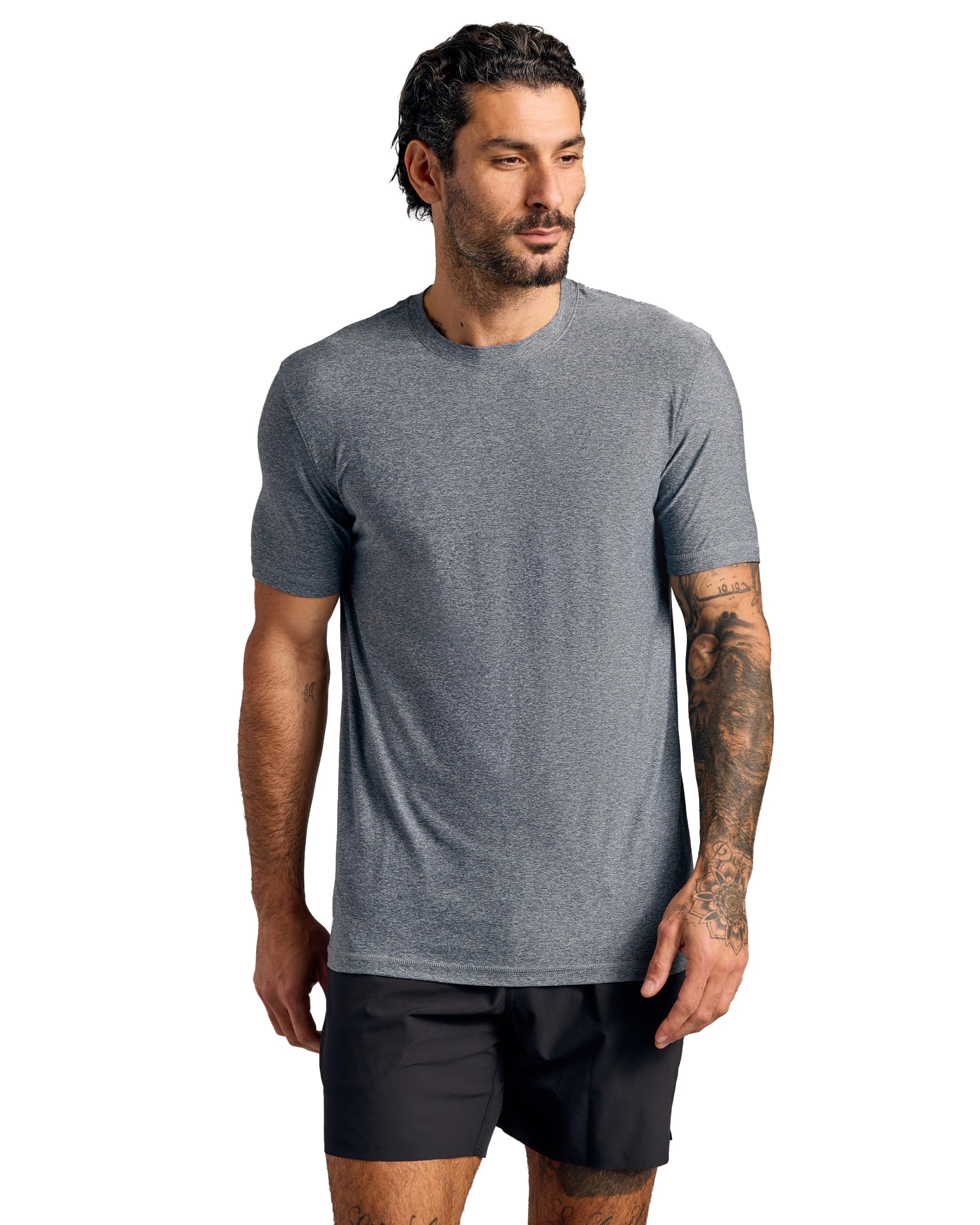 True Classic Workout Shirts for Men - Moisture-Wicking Dry-Fit Gym Shirts Men – Lightweight Athletic Shirts, Quick-Dry Polyester Mens Workout Shirts, Pack of 1, Heather Navy, XL