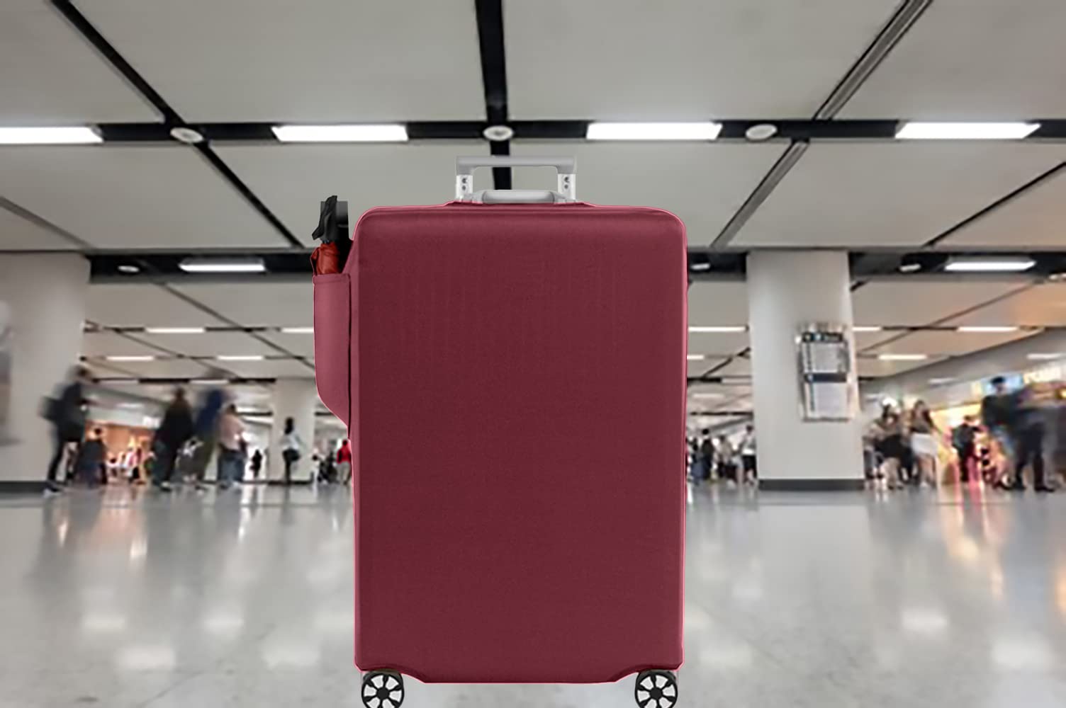 Travel Luggage Cover Red Printed with Pocket Suitcase Cover Fits 26-28 Inch