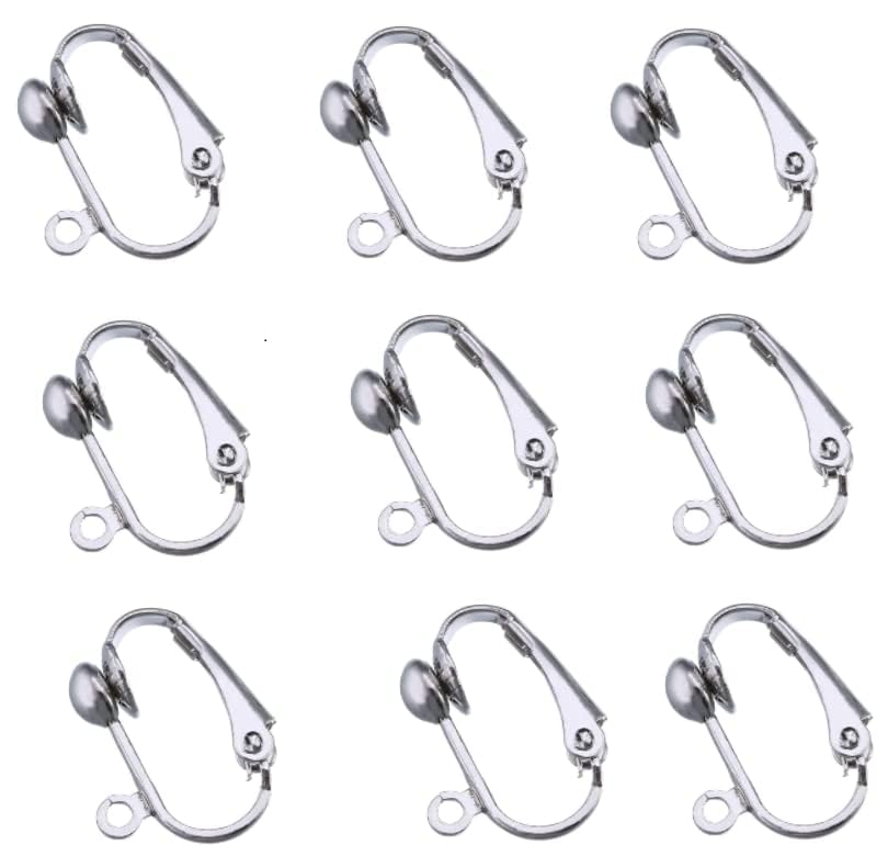 HLLMX 20 PCS Clip-on Earring Converter with Easy Open Loop Hypoallergenic Earring Clip On Backs Parts Components Findings for DIY Earring and Turn Any Studs or Pierced into Clip on (Silver)