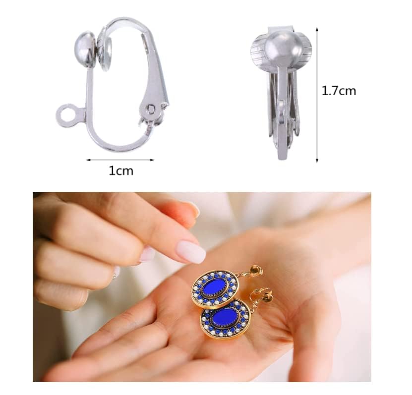 HLLMX 20 PCS Clip-on Earring Converter with Easy Open Loop Hypoallergenic Earring Clip On Backs Parts Components Findings for DIY Earring and Turn Any Studs or Pierced into Clip on (Silver)