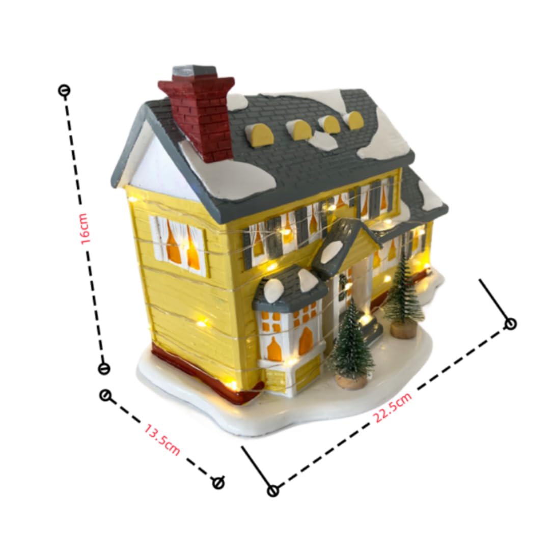 Lamacun Christmas Scene Decorations Village Street View Garden Decorations Snowman Figurine Crafts Resin Decorations LED Ornaments Ornaments
