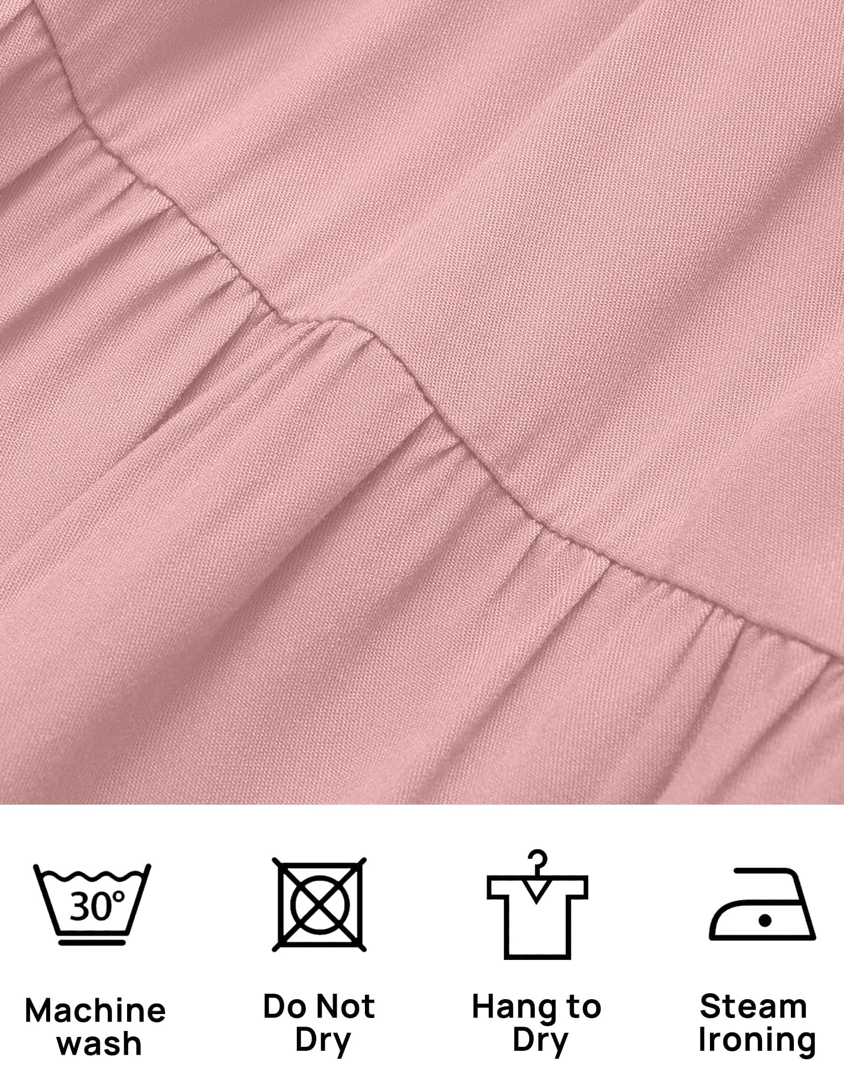 ZESICA Women's Casual Crew Neck Flutter Sleeve Smocked High Waist Hollow Out Lace Trim Tiered A Line Midi Dress,DarkPink,Small